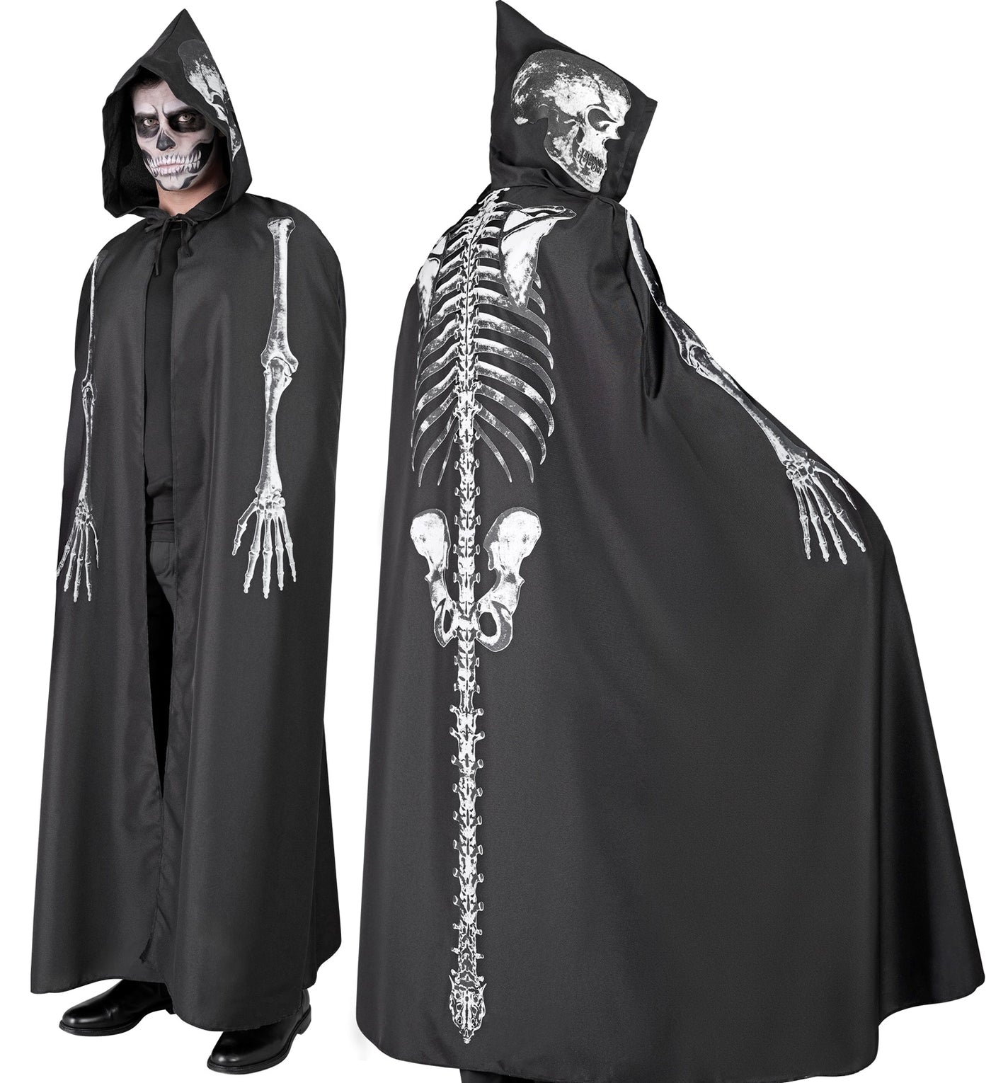 Skeleton cape met capuchon | Griezelige Halloween outfit