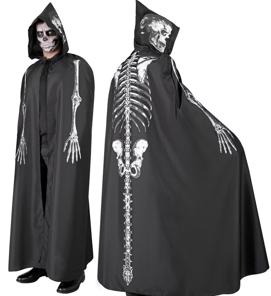 Skeleton cape met capuchon | Griezelige Halloween outfit