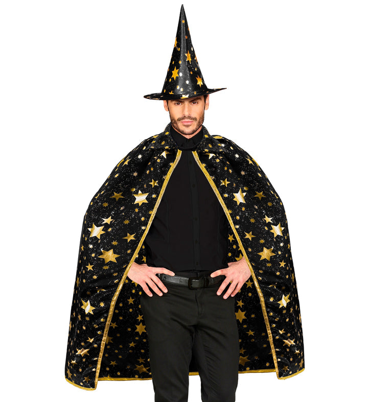 Ti-Ta-Tovenaarscape | Zwarte cape met sterrenprint