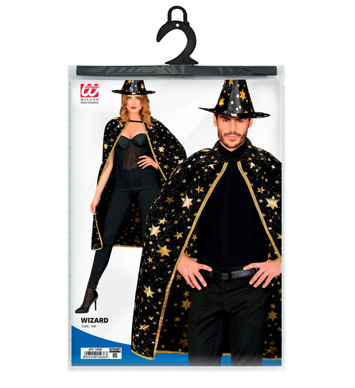 Ti-Ta-Tovenaarscape | Zwarte cape met sterrenprint