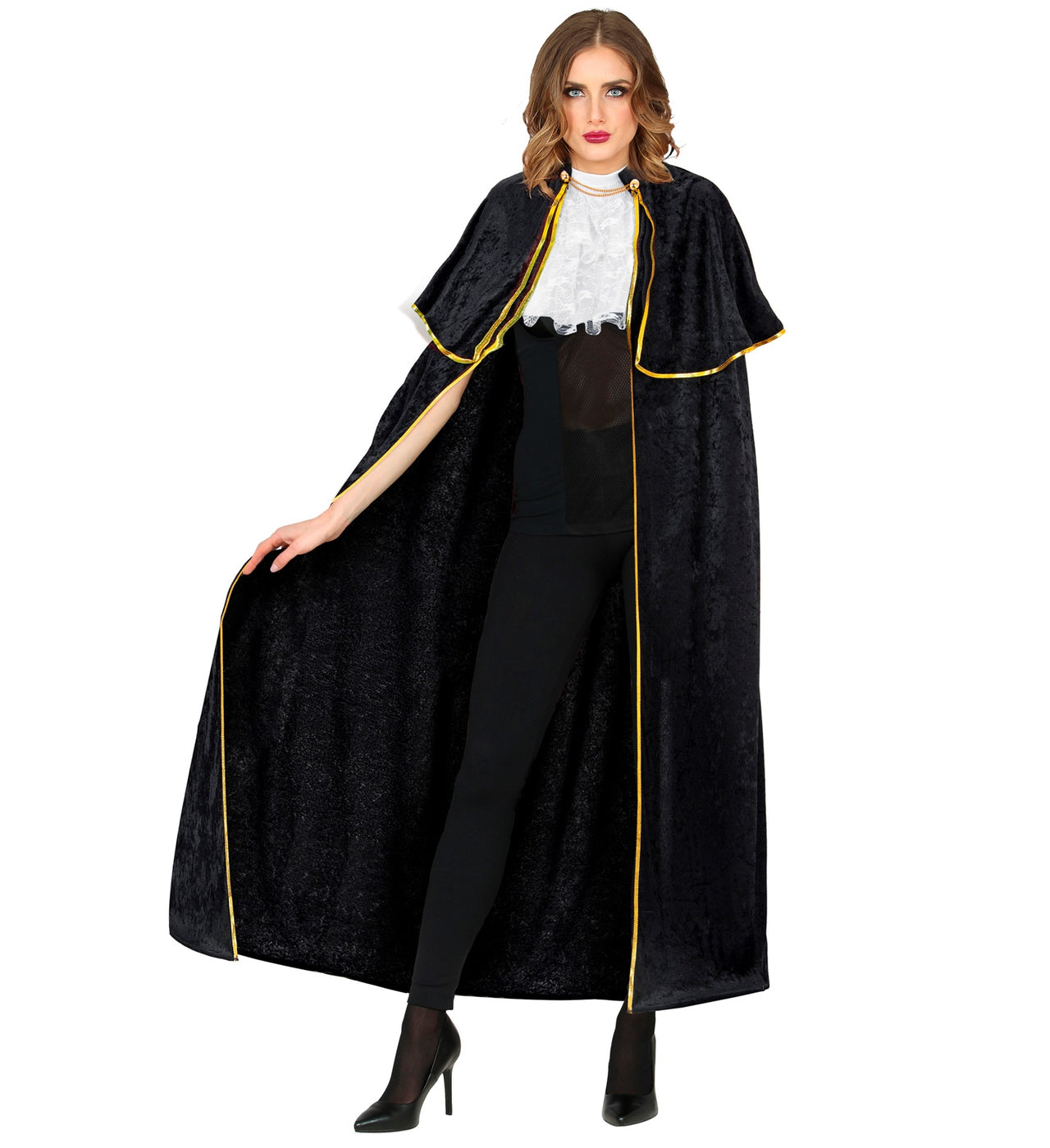 Venetiaanse cape zwart | Luxe fluwelen cape voor carnaval