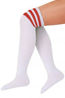 Witte kousen rode strepen | Voetbalsokken voor carnaval